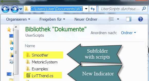 User script folder structure - WhenToTrade